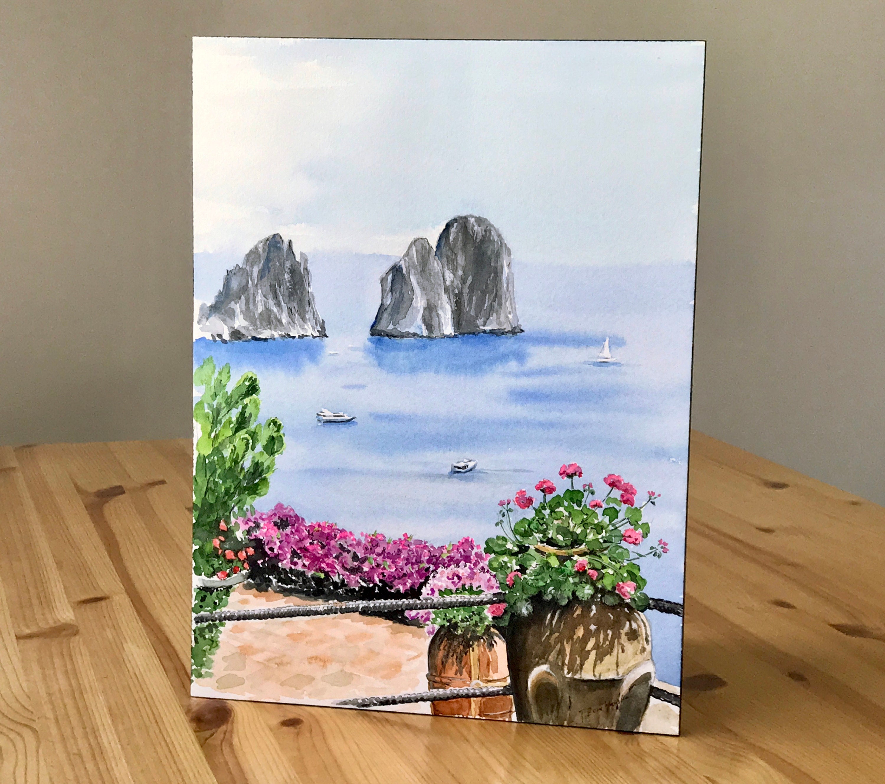 Capri Painting/original Watercolour Painting/mediterranean Landscape ...