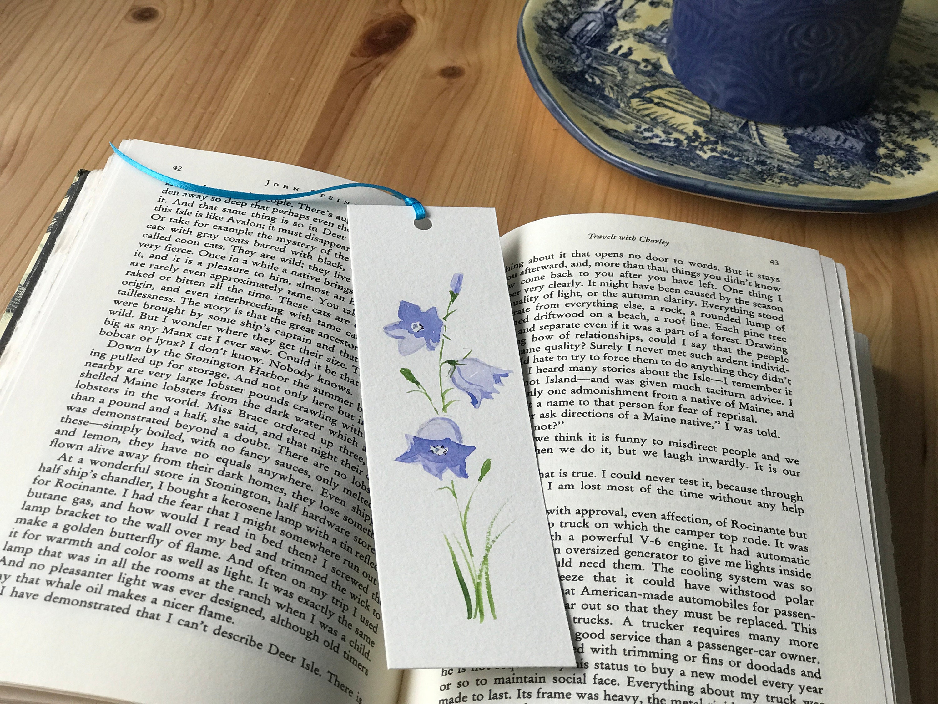 Blue Flowers Bookmarks/3 Hand Painted Watercolour Bookmarks/set of 3 ...