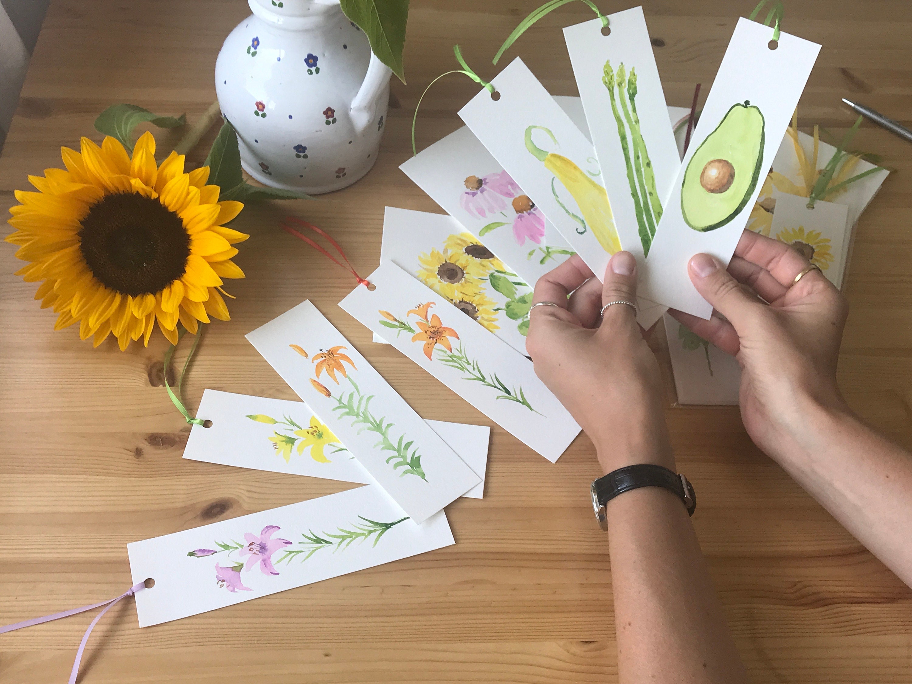 Vegetable Bookmarks/3 Hand Painted Bookmarks/set of 3/avocado/asparagus ...