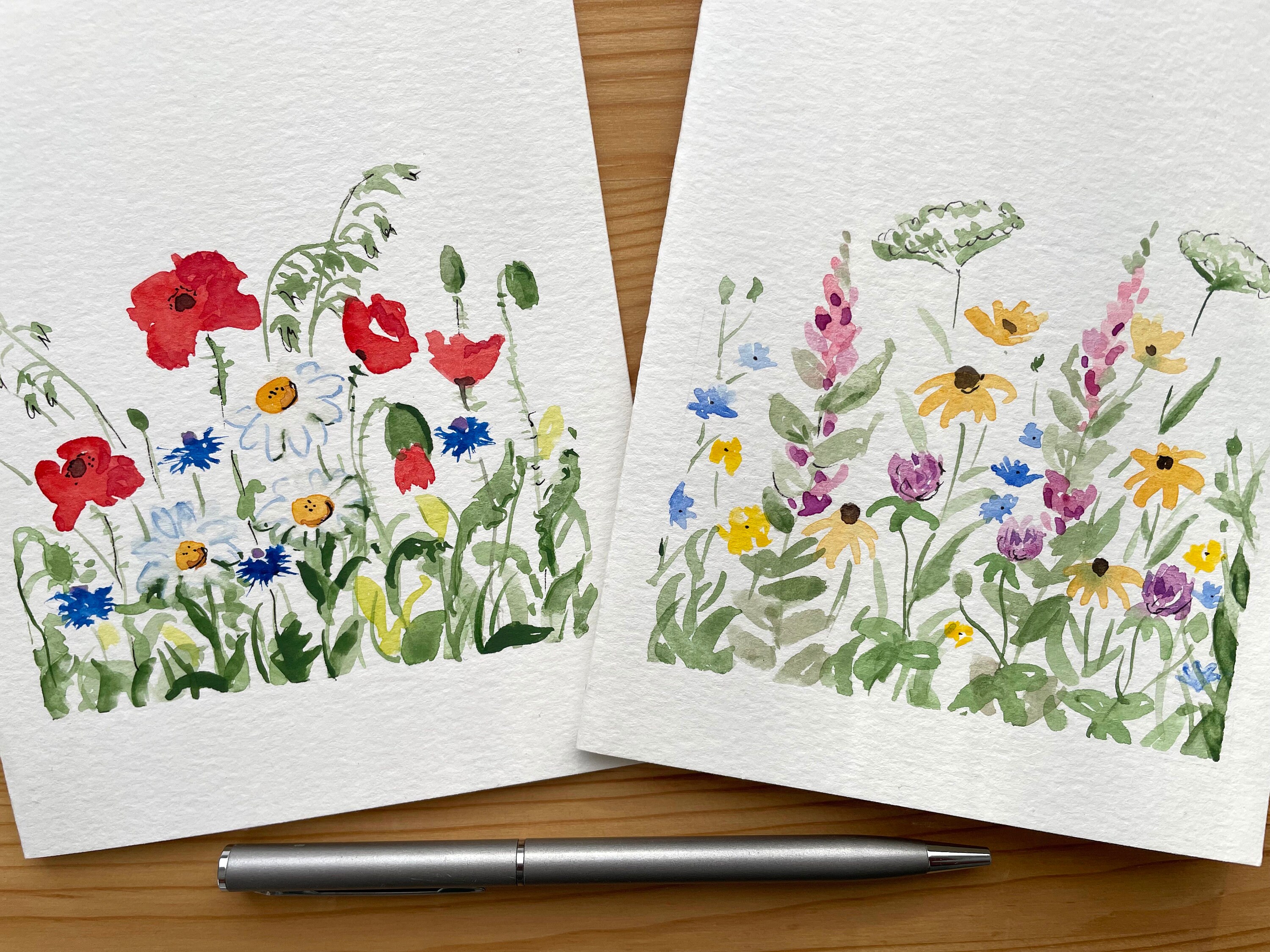Meadow Flower Card/hand Painted Watercolour Card/garden Flower Card ...