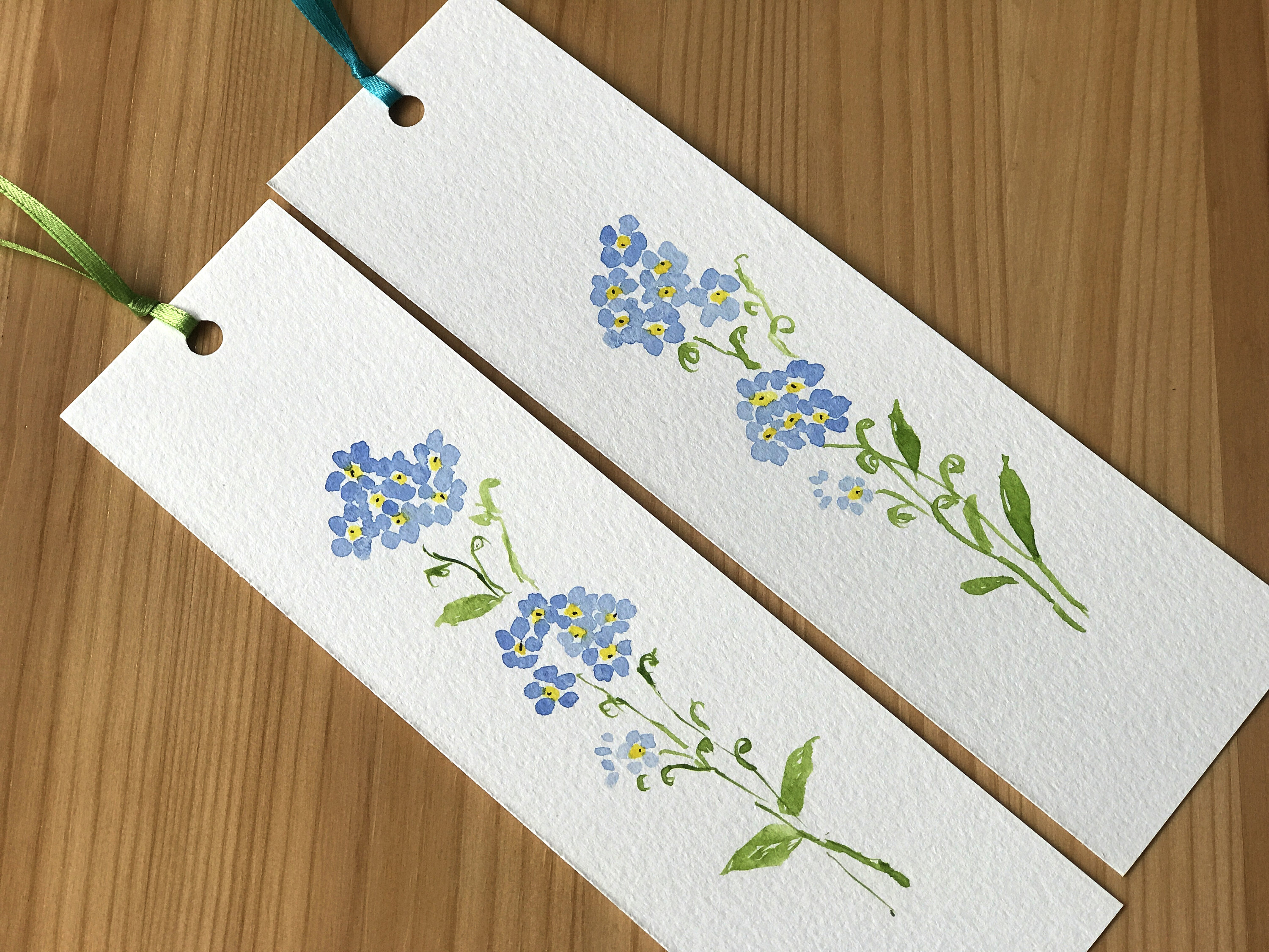 Blue Flowers Bookmarks/3 Hand Painted Watercolour Bookmarks/set of 3 ...