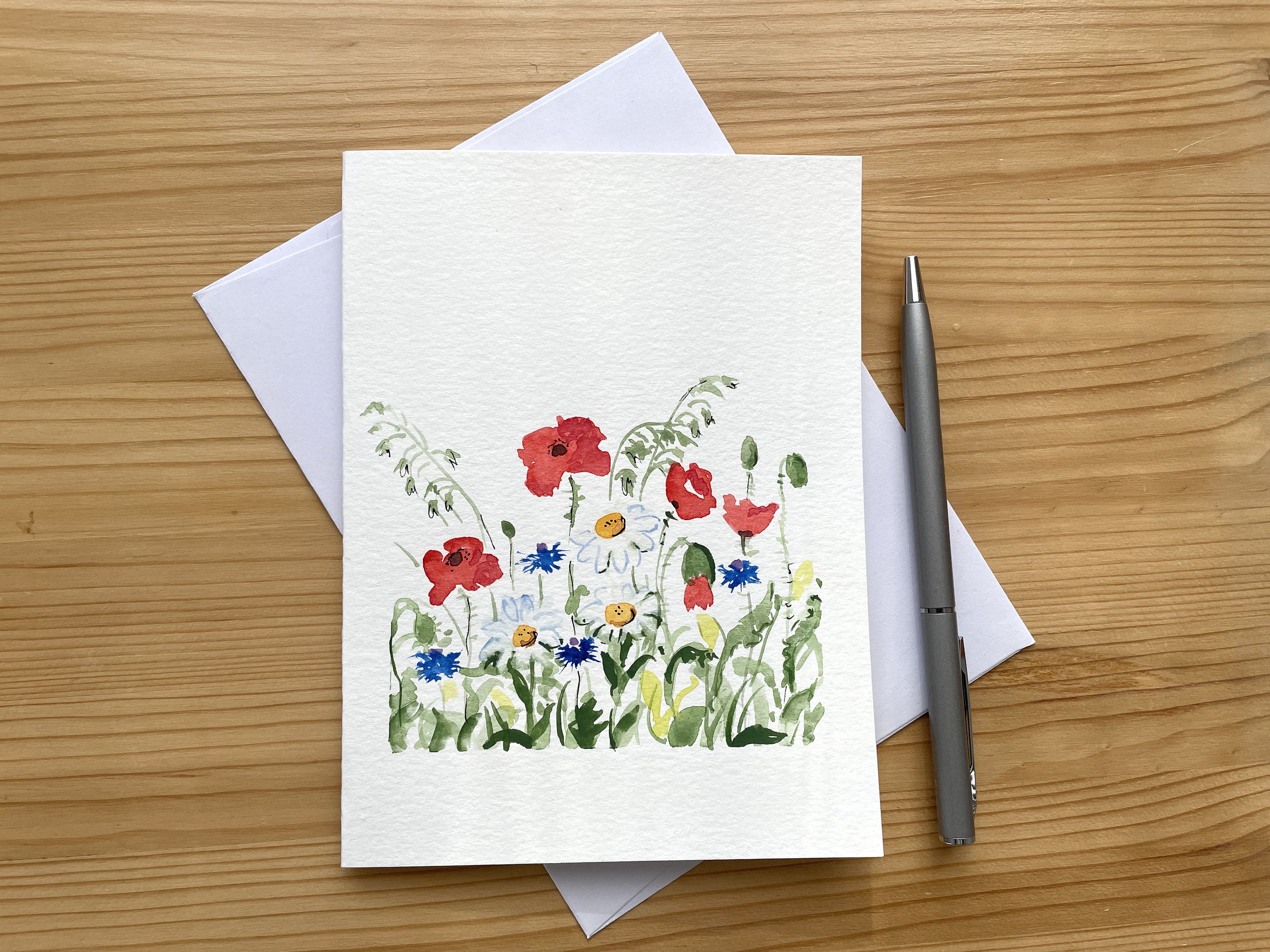 Meadow Flower Card/hand Painted Watercolour Card/garden Flower Card ...