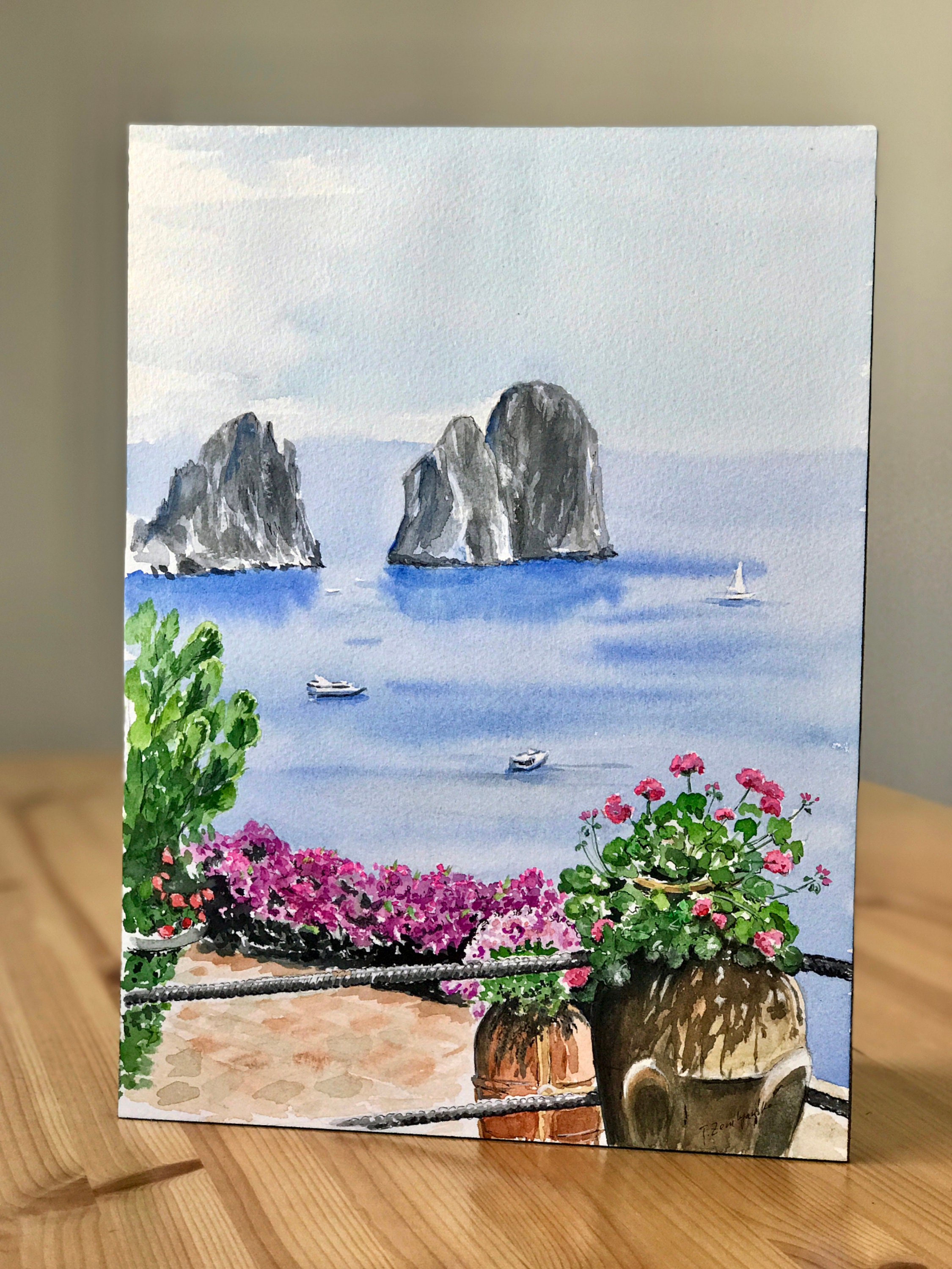 Capri Painting/original Watercolour Painting/mediterranean Landscape ...
