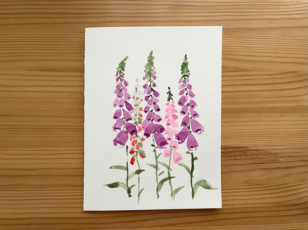 Foxglove Cards/hand-painted Watercolour Cards/pink Foxglove Flower Gift ...