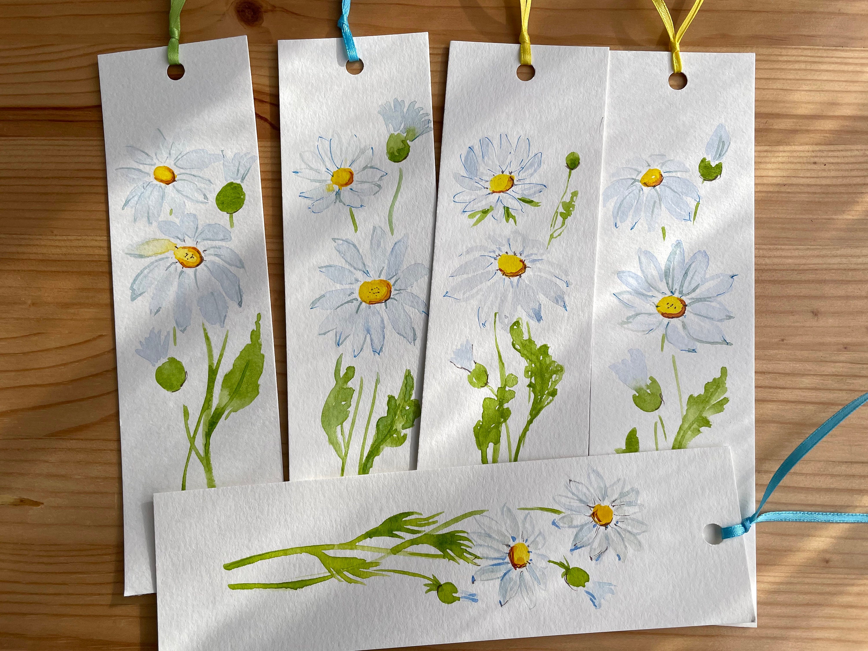 Daisies Bookmarks/3 Hand Painted Watercolour Bookmarks/daisy - Etsy