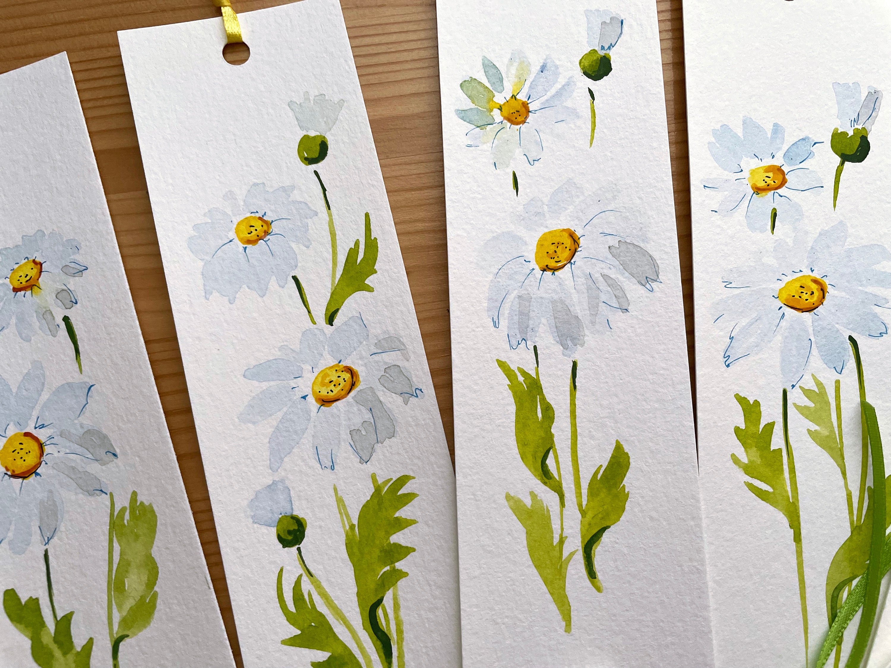 Daisies Bookmarks/3 Hand Painted Watercolour Bookmarks/daisy Flowers ...