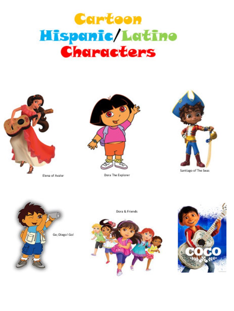 Coloring Book| Cartoon Hispanic|latino| Art| Activity Book| School ...