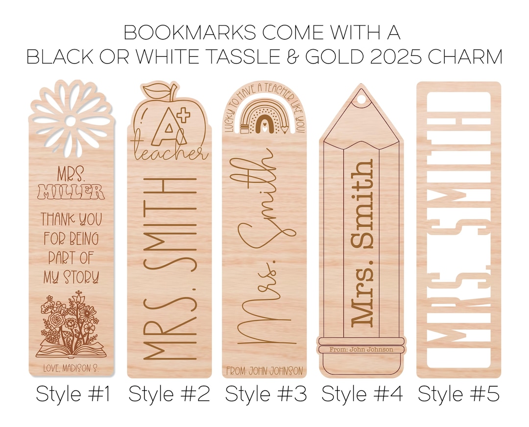 Custom Engraved Wood Teacher Bookmark With Tassel - Etsy