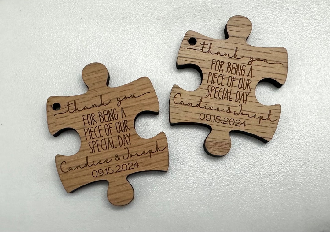Personalized Wood Puzzle Piece Favor Tags - Etsy