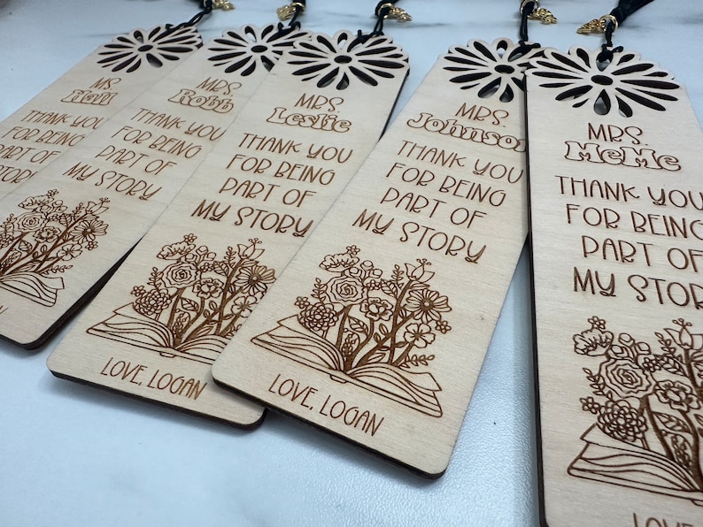 Custom Engraved Wood Teacher Bookmark With Tassel - Etsy