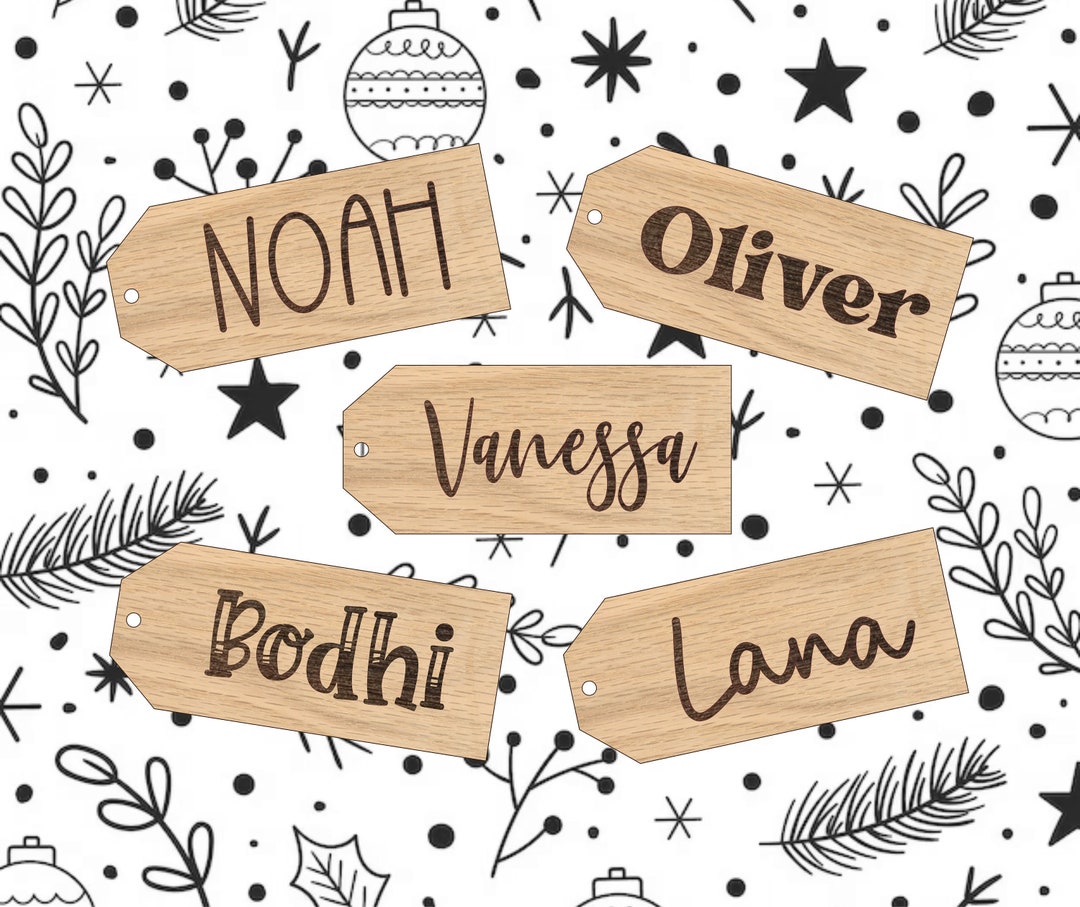 Personalized Engraved Wood Gift Tags - Cute Custom Name Card for ...