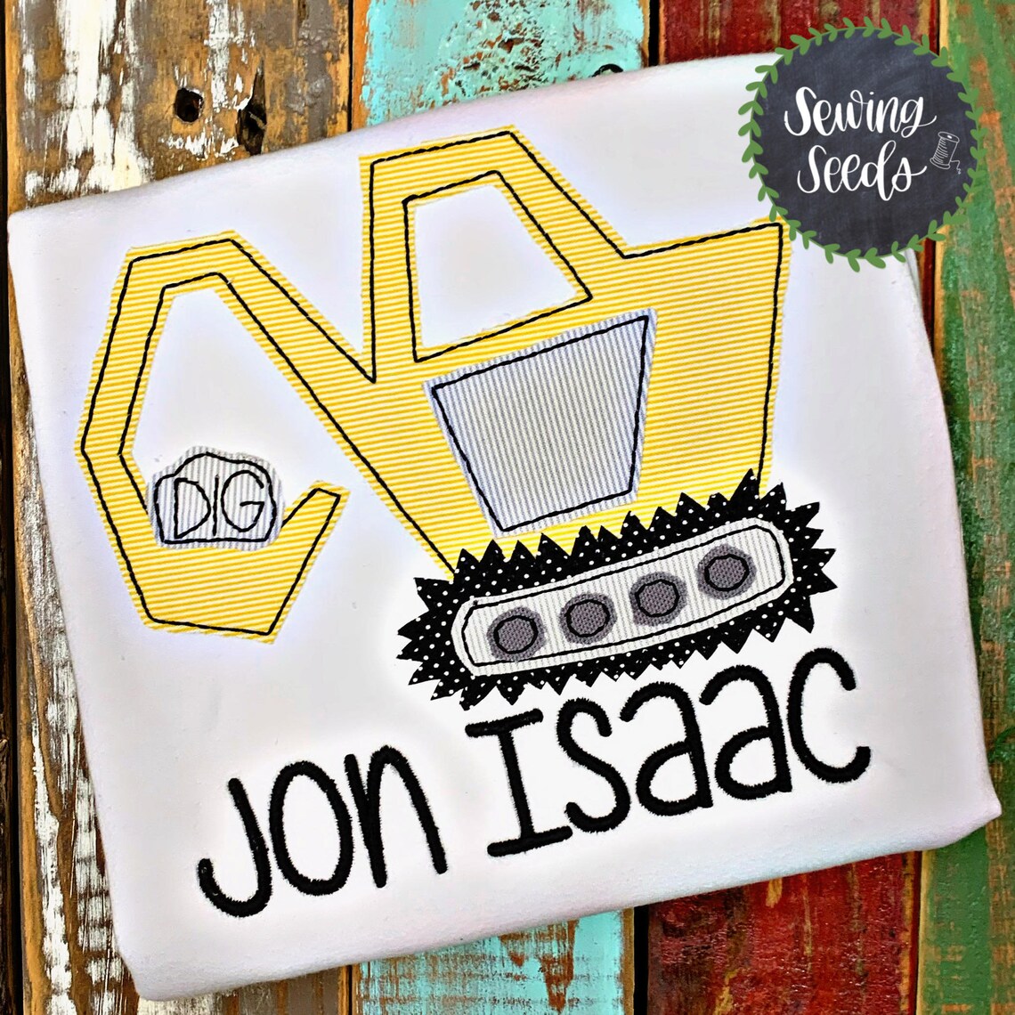 Excavator Construction With Dig Word Applique Embroidery Design ...