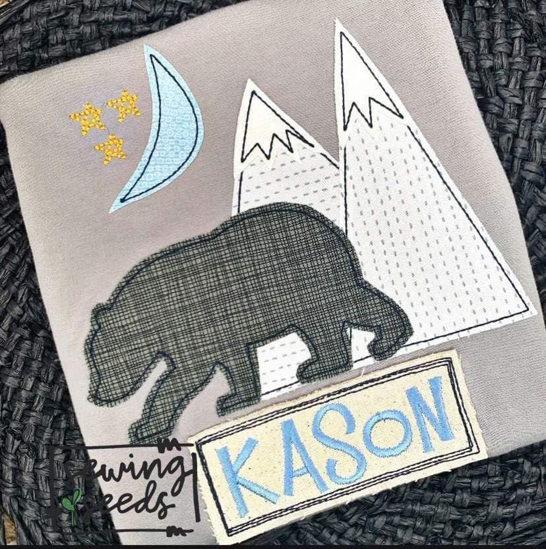 Bear With Mountains Applique Design File INSTANT DOWNLOAD - Etsy