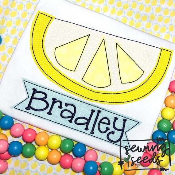 Lemon Slice With Name Tag Embroidery Applique Design File for | Etsy