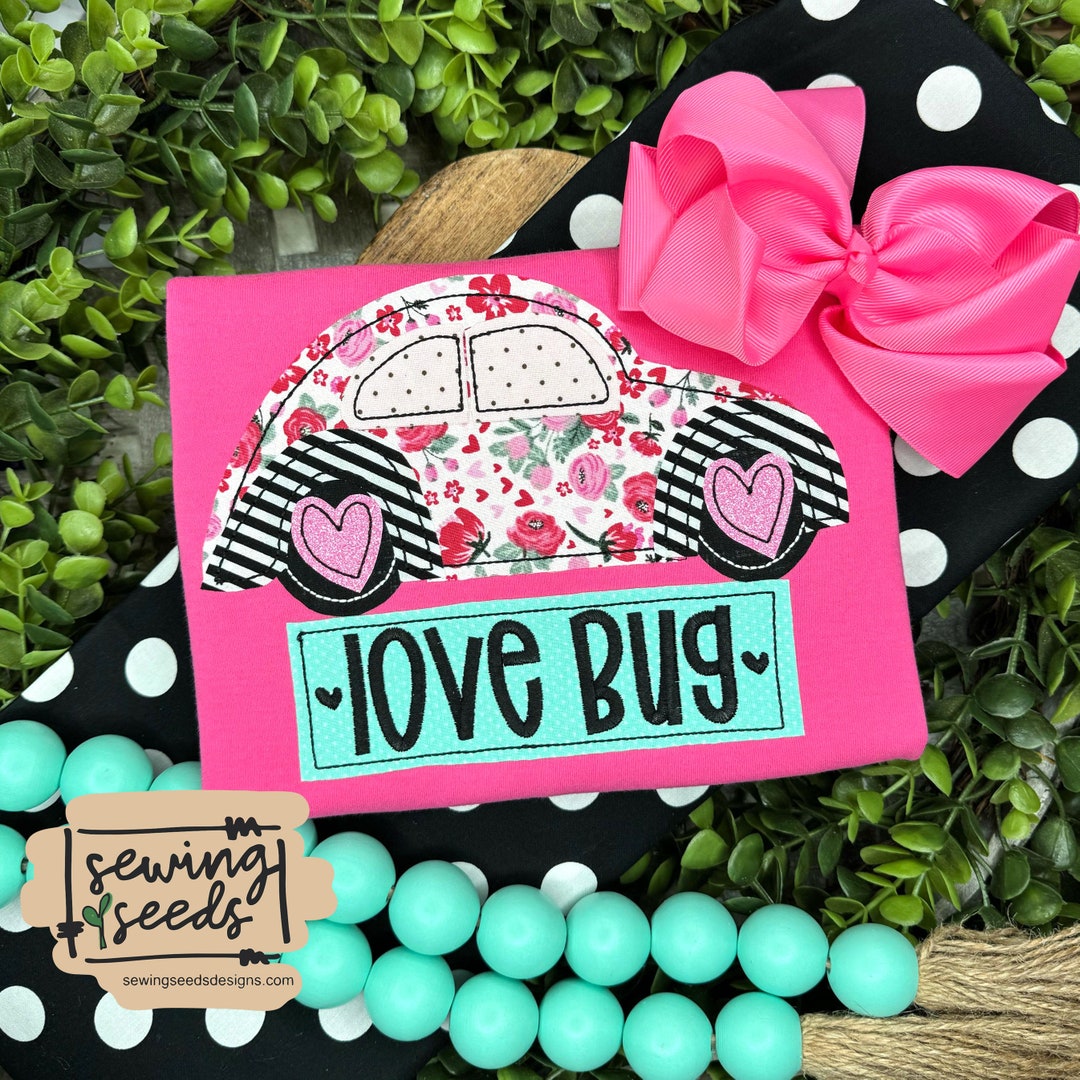 Valentine Love Bug Car Applique Embroidery Design ***INSTANT DOWNLOAD ...