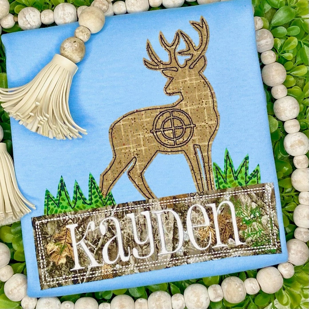 Deer Hunting Applique With Name Tag Embroidery Design ***INSTANT ...