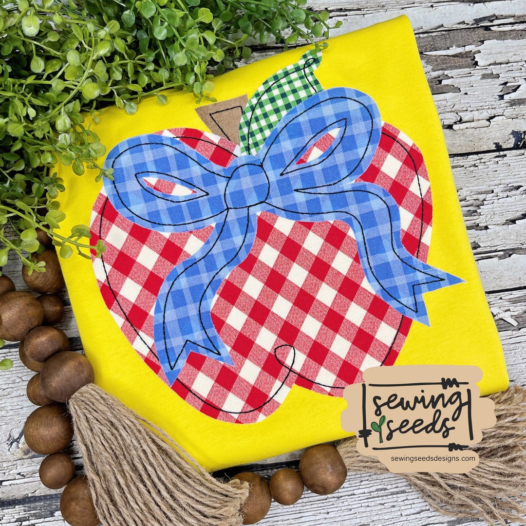 School Apple With Bow GIRL Applique SS Embroidery Design ***instant ...