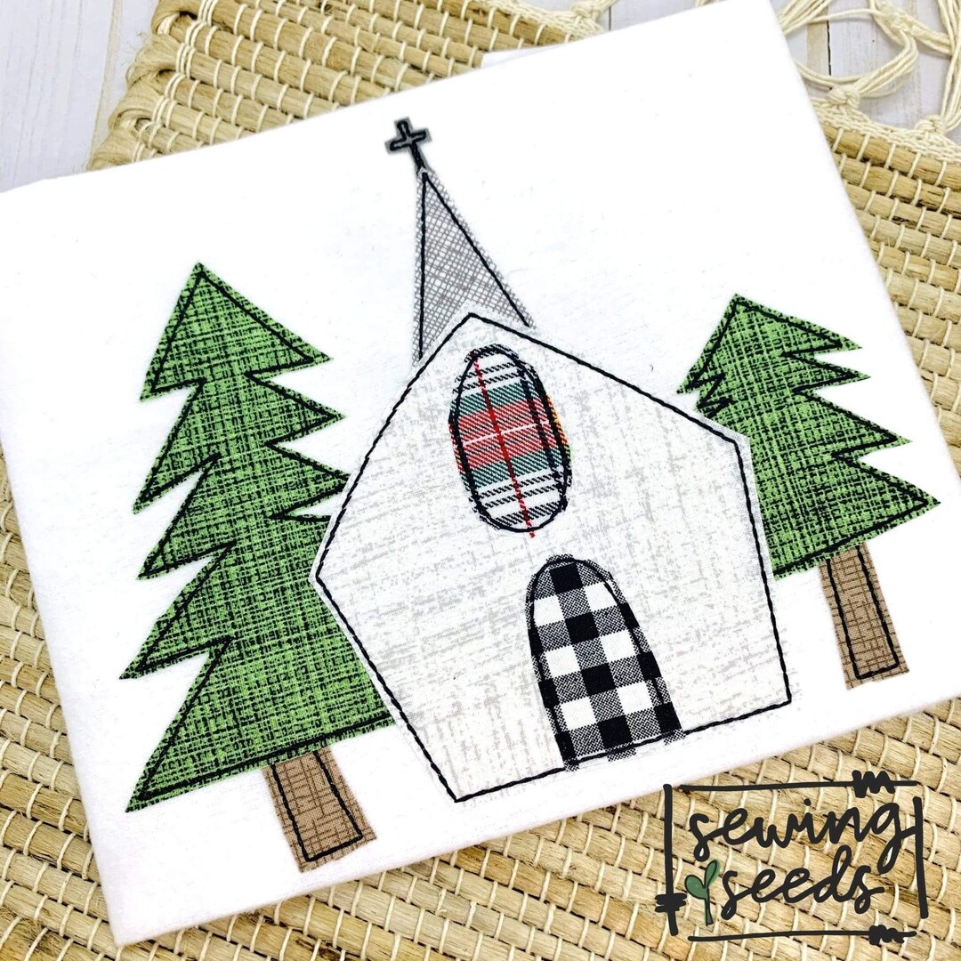 Winter Church Embroidery Applique Design File *** INSTANT DOWNLOAD - Etsy