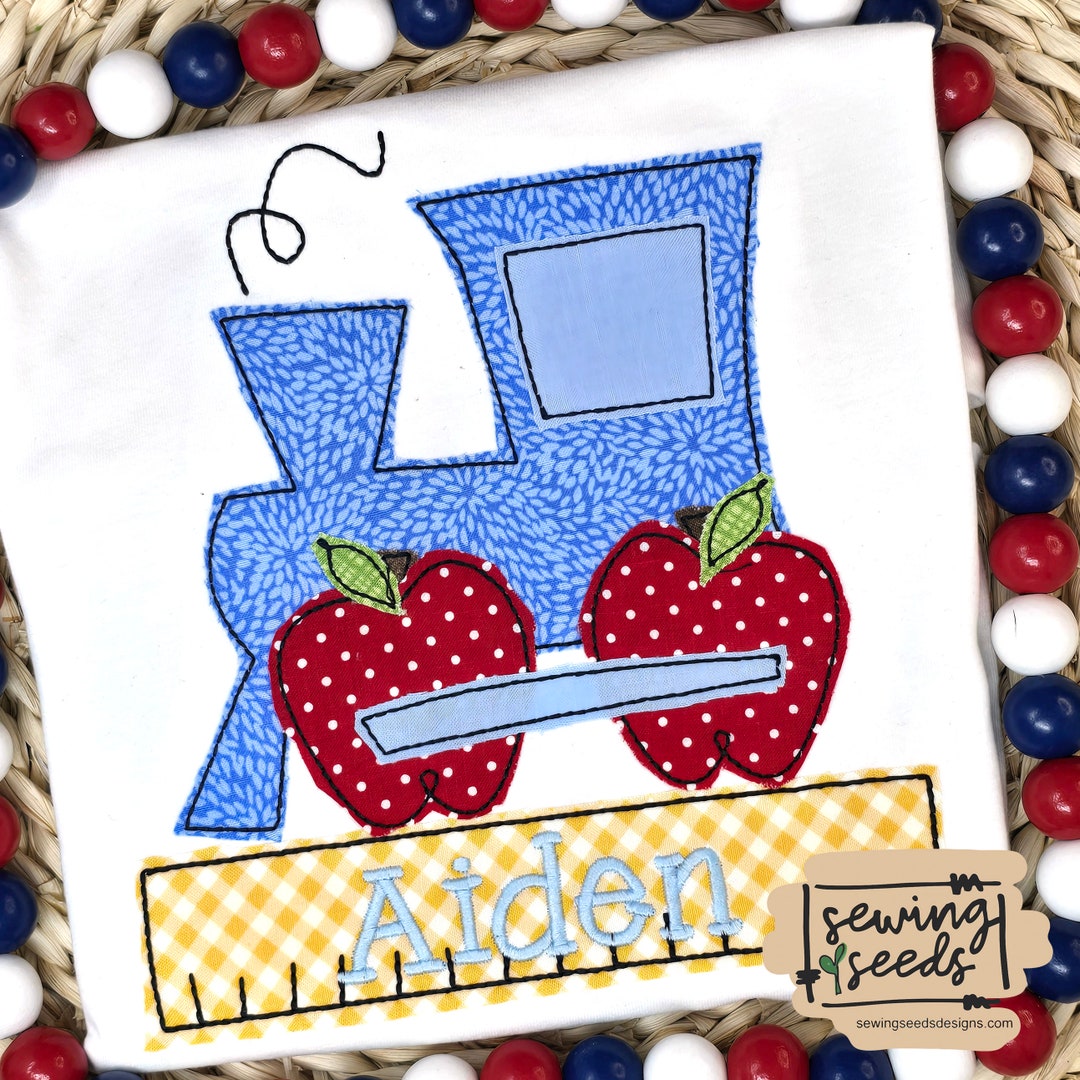 Train With Apple Wheels Applique Embroidery Design ***instant DOWNLOAD ...