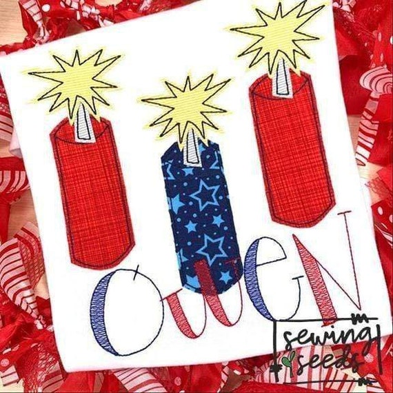 Firecracker Trio Applique Embroidery Machine Instant Download | Etsy