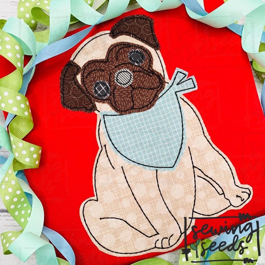 Pug Dog Applique Design File INSTANT DOWNLOAD - Etsy