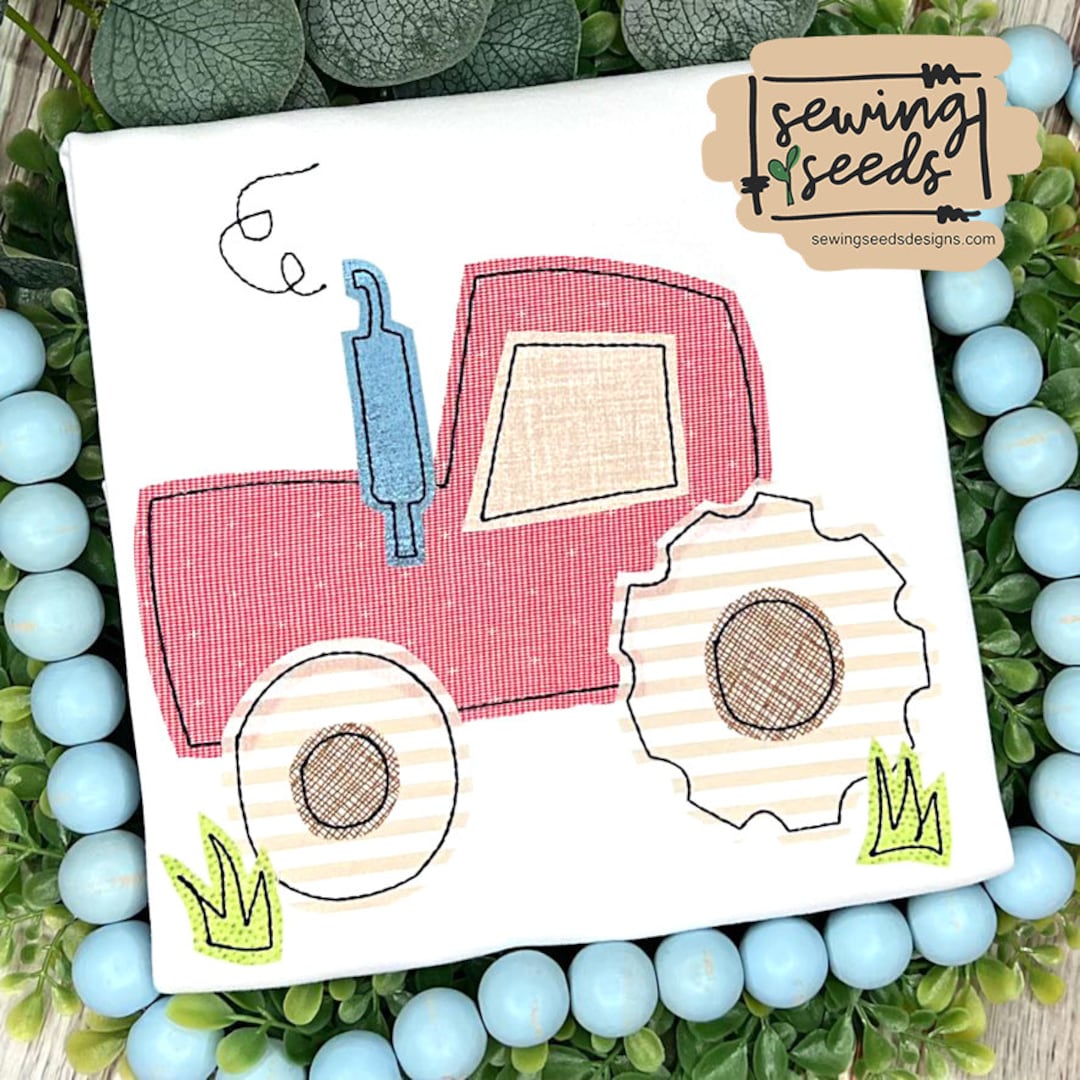 Tractor With Putt-putt Word Bubble Applique Embroidery Design ...