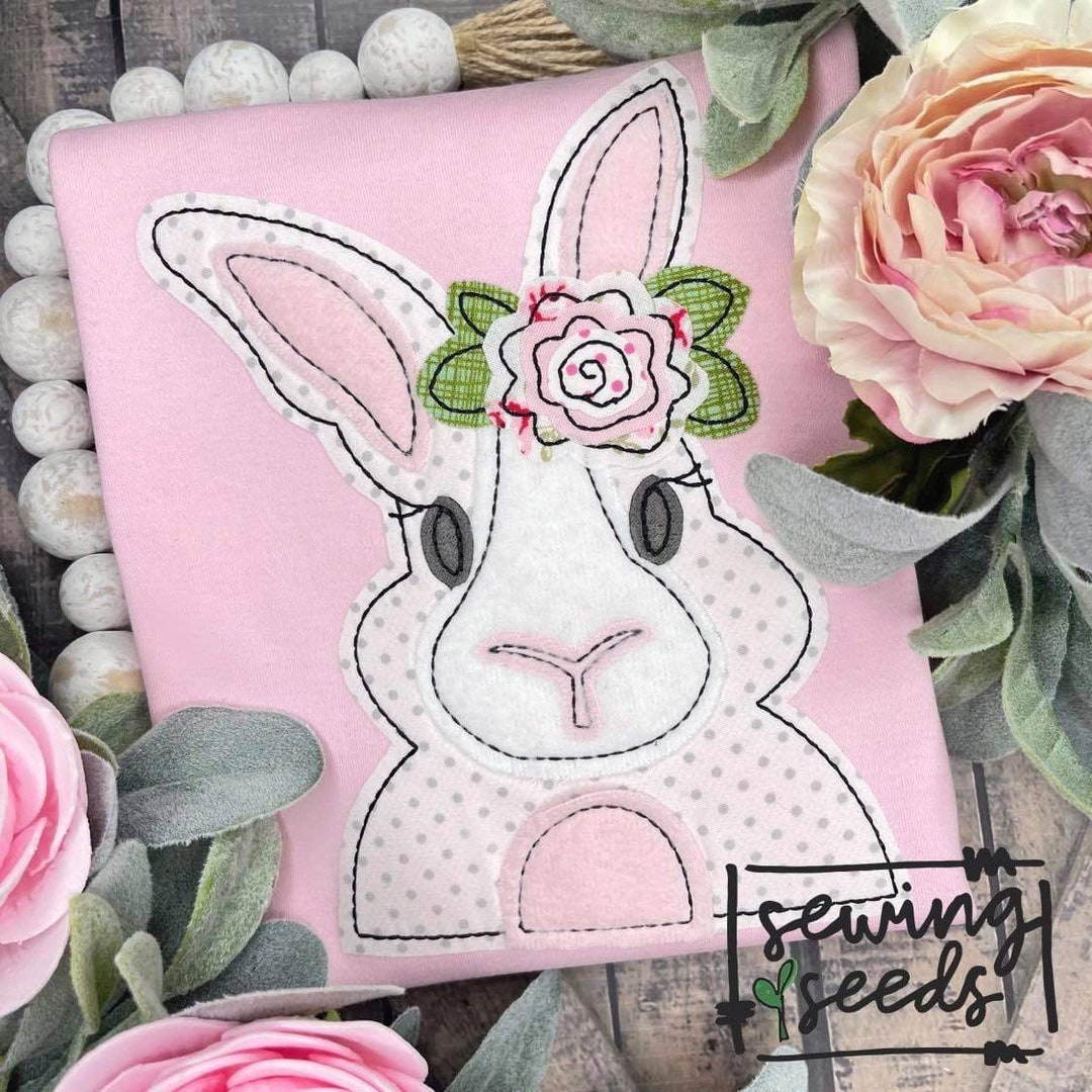 Easter Floral Bunny Applique Design File ***INSTANT DOWNLOAD - Etsy