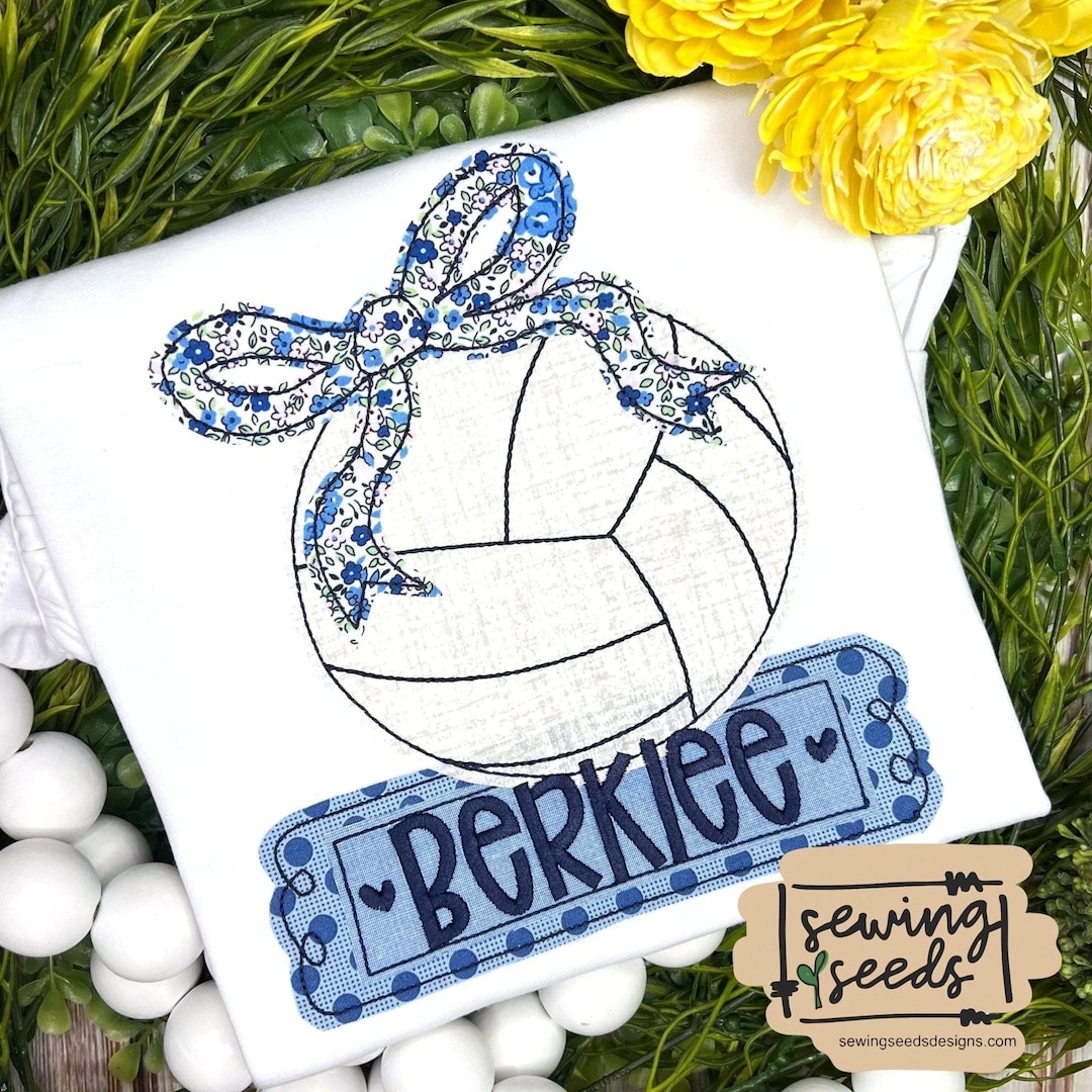 Volleyball With BOW Girl Applique Embroidery Design ***INSTANT DOWNLOAD ...