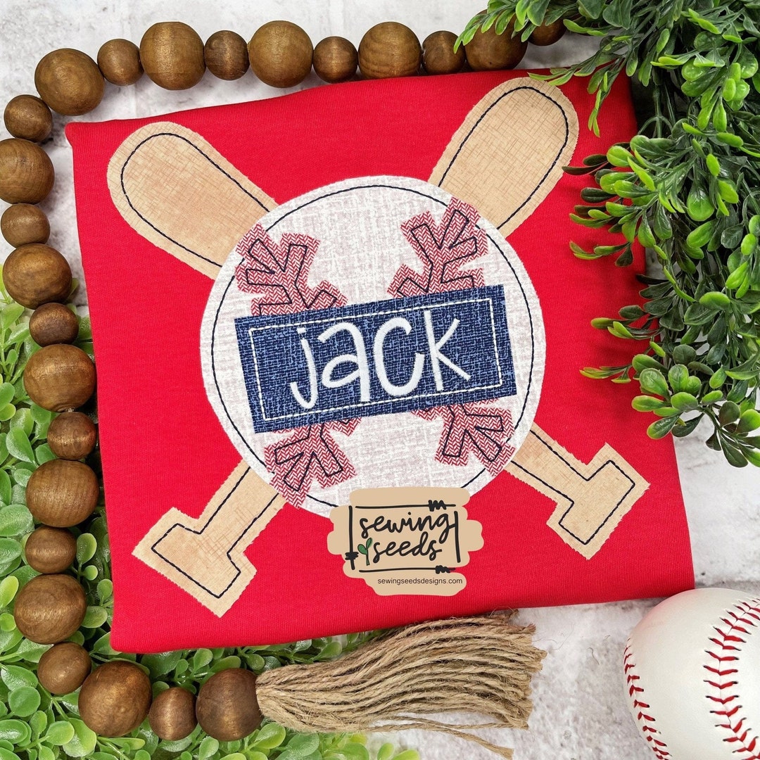 Baseball Bat With Name Tag Applique Embroidery Design ***INSTANT ...