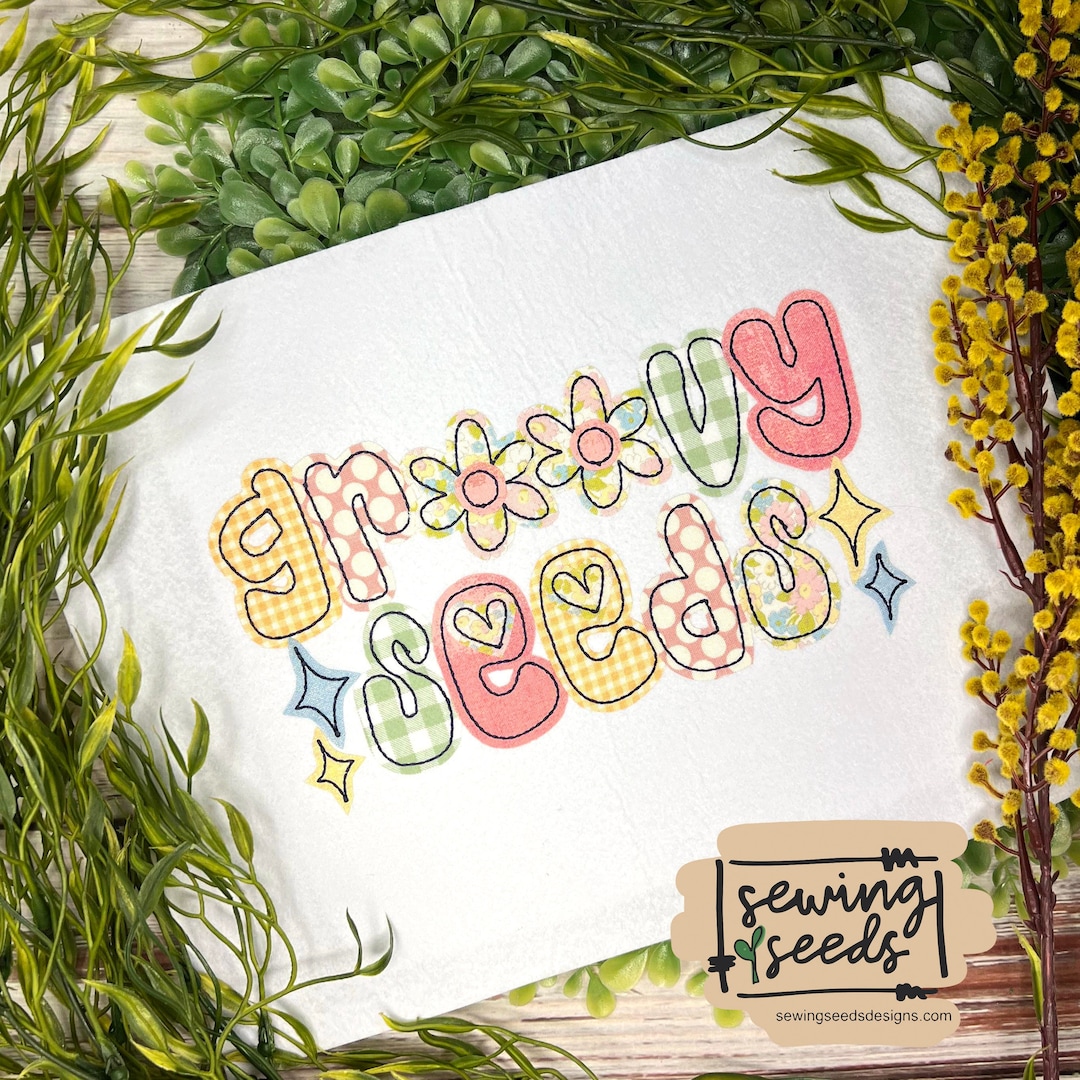Groovy Seeds APPLIQUE Font Embroidery Design ***INSTANT DOWNLOAD - Etsy