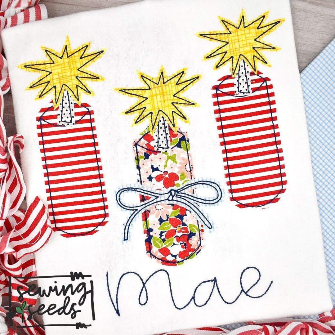 Firecracker Trio With Bow Applique Embroidery Machine Instant Download ...