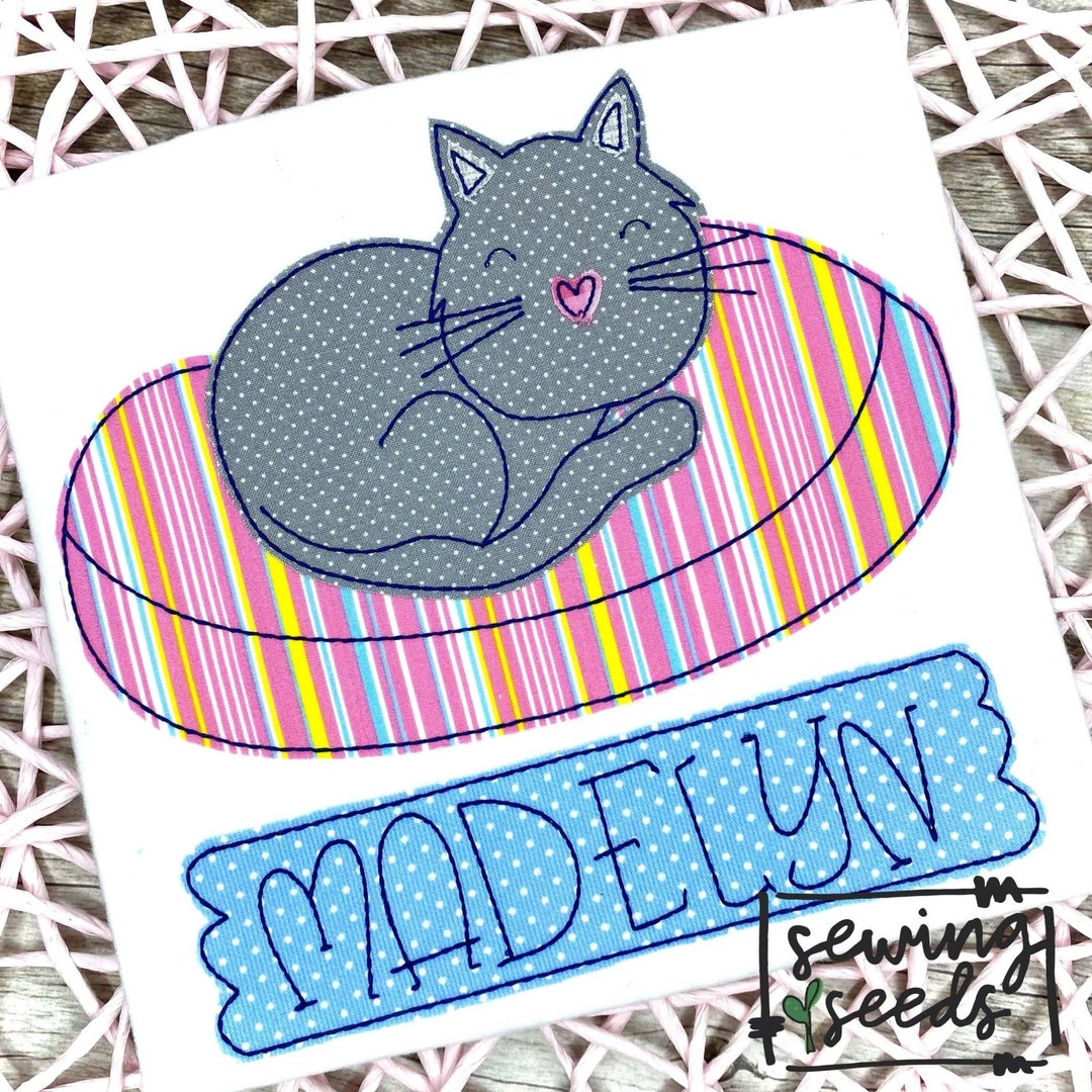 Cat Sleeping on Bed Applique Embroidery Design ***INSTANT DOWNLOAD - Etsy