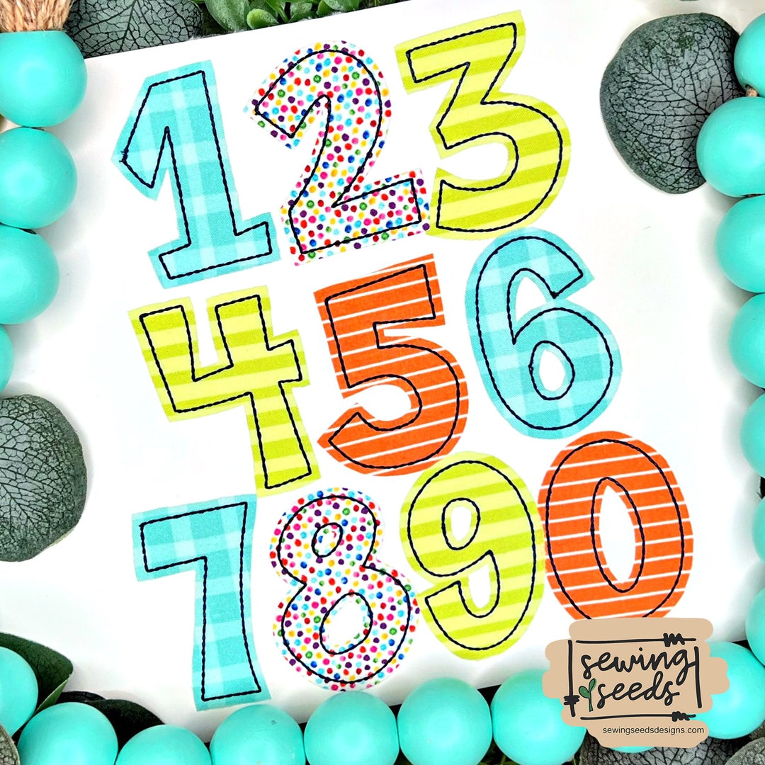 Birthday Number Seeds Number Applique Add-on Set Font ***INSTANT ...