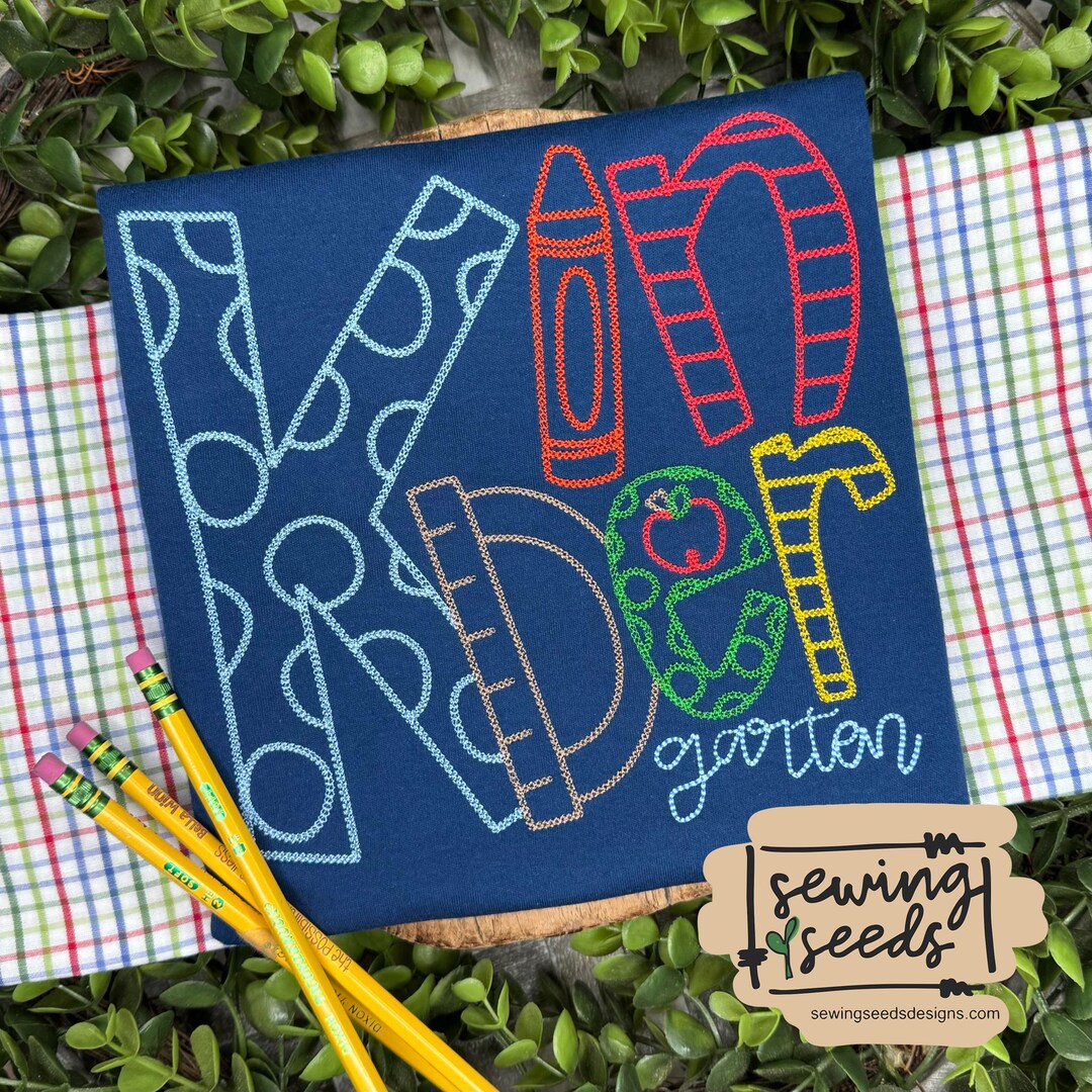 Back to School Kindergarten Polka Dot All Thread Embroidery Design ...