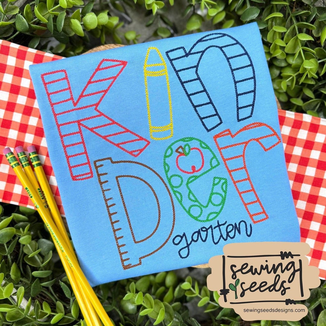 Back to School Kindergarten All Thread Embroidery Design ***INSTANT ...