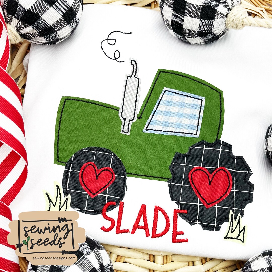 Valentine Heart Tractor Applique Design File ***INSTANT DOWNLOAD - Etsy