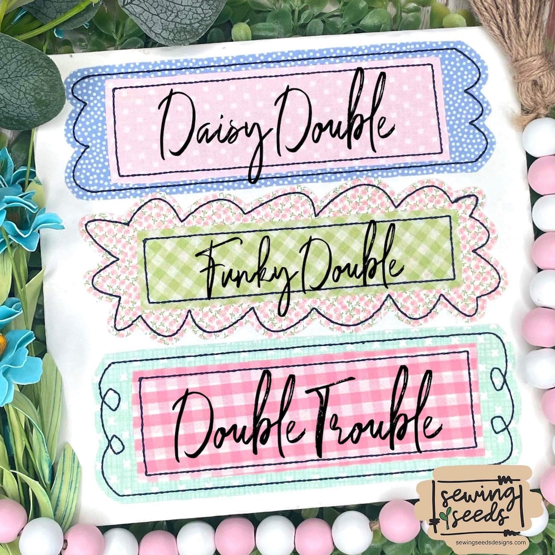 3 Style Double Name Tag Bundle Applique Embroidery Design ***INSTANT ...