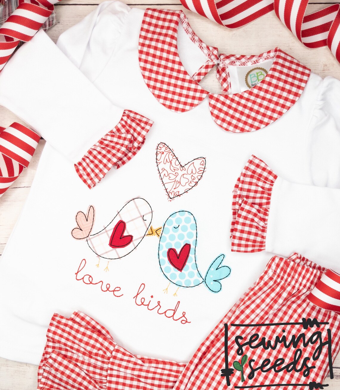 Love Birds Valentine Applique Embroidery Design INSTANT | Etsy