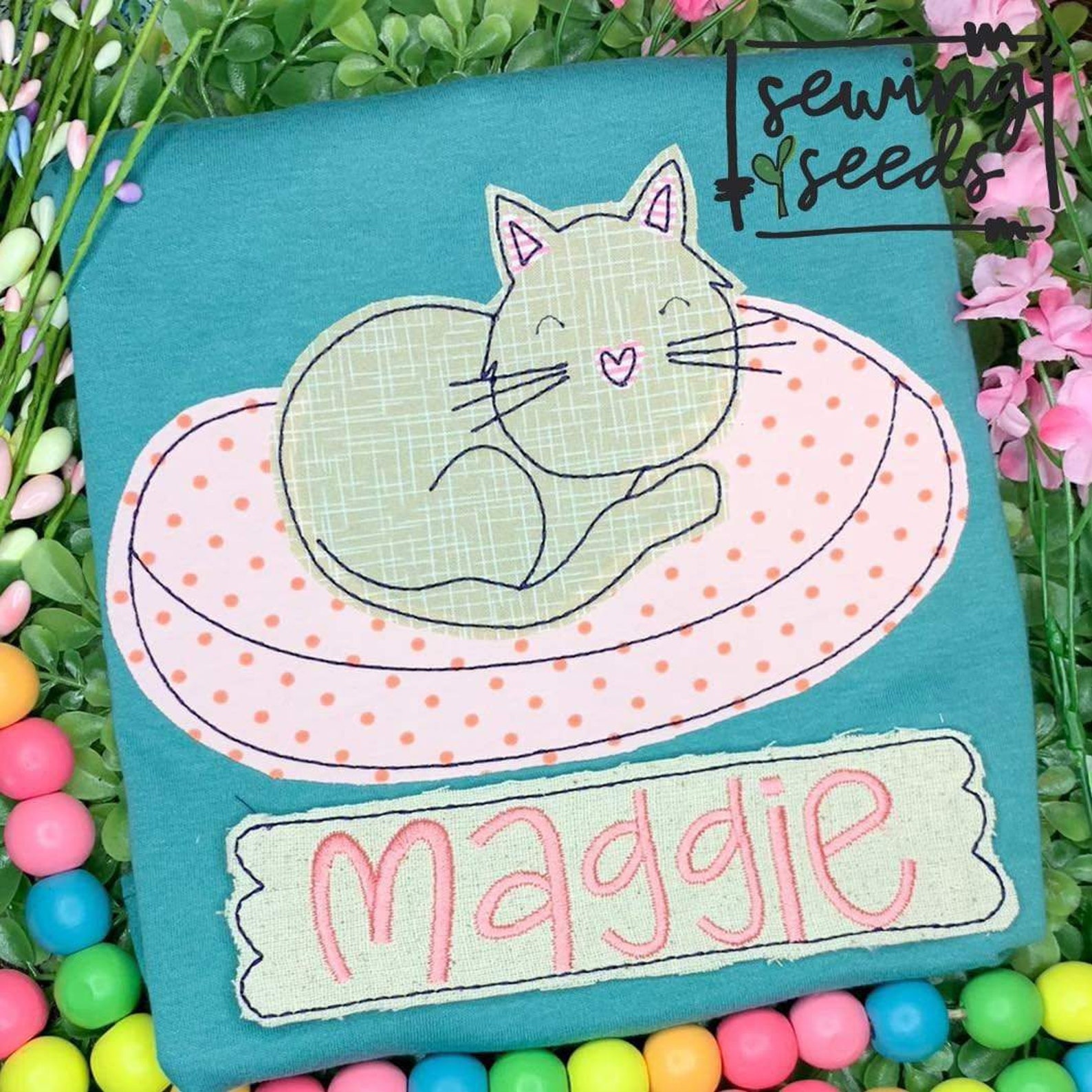 Cat Sleeping on Bed Applique Embroidery Design ***INSTANT DOWNLOAD - Etsy