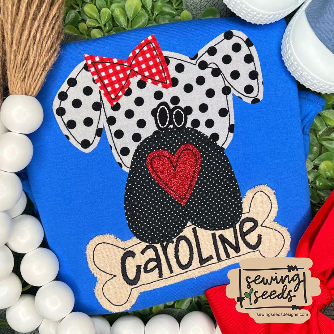 Valentine Heart Dog GIRL Applique Design File ***INSTANT DOWNLOAD - Etsy