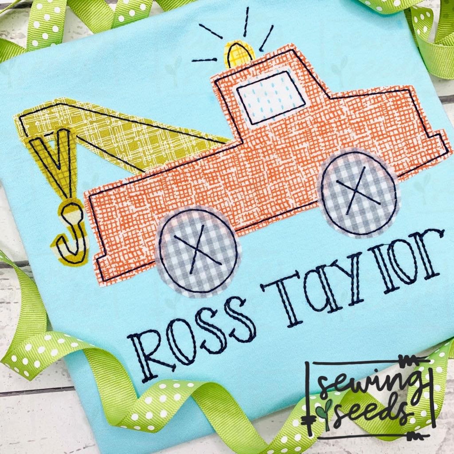 Tow Truck Wrecker Applique Design File INSTANT DOWNLOAD - Etsy