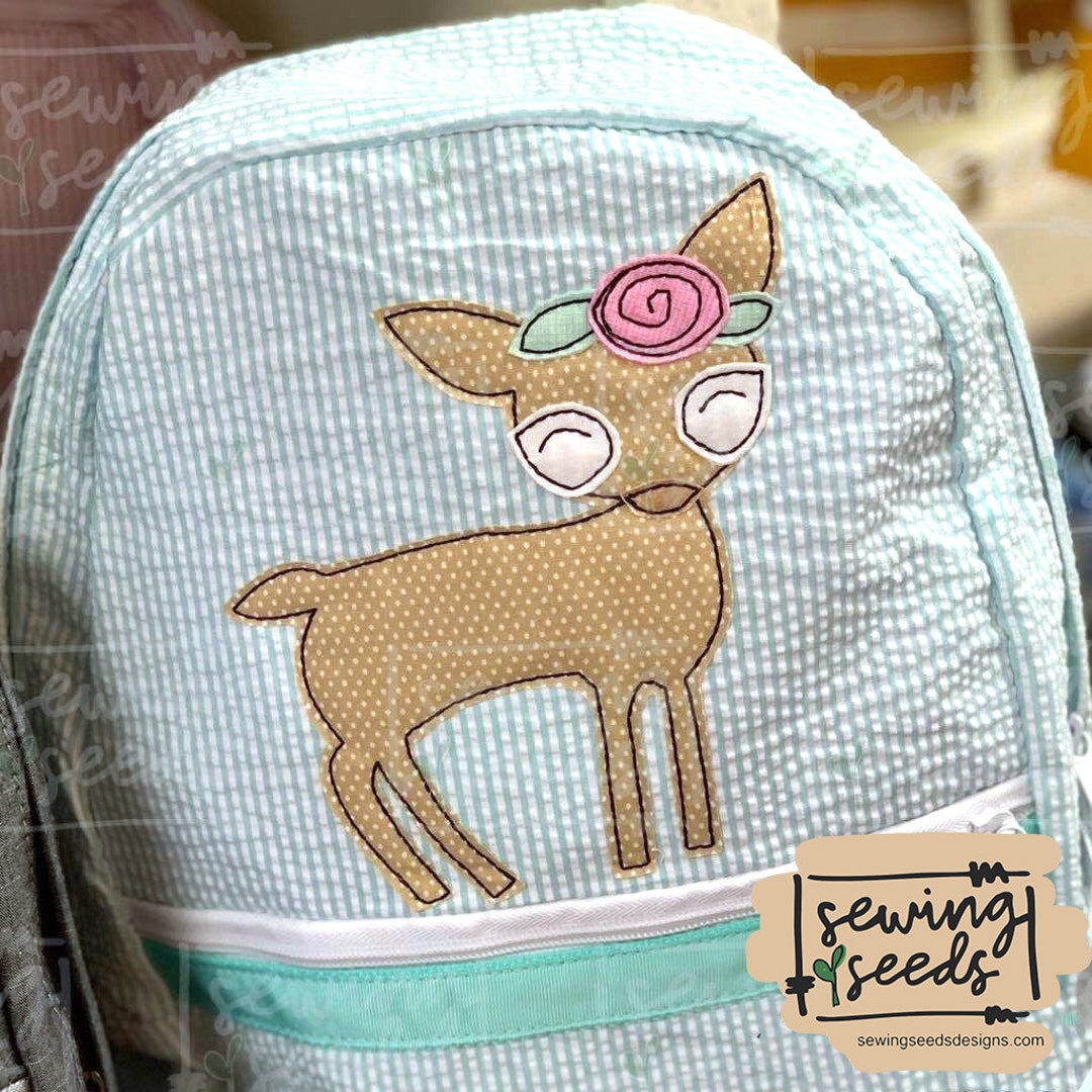 Girl Fawn Deer Applique Design File INSTANT DOWNLOAD - Etsy