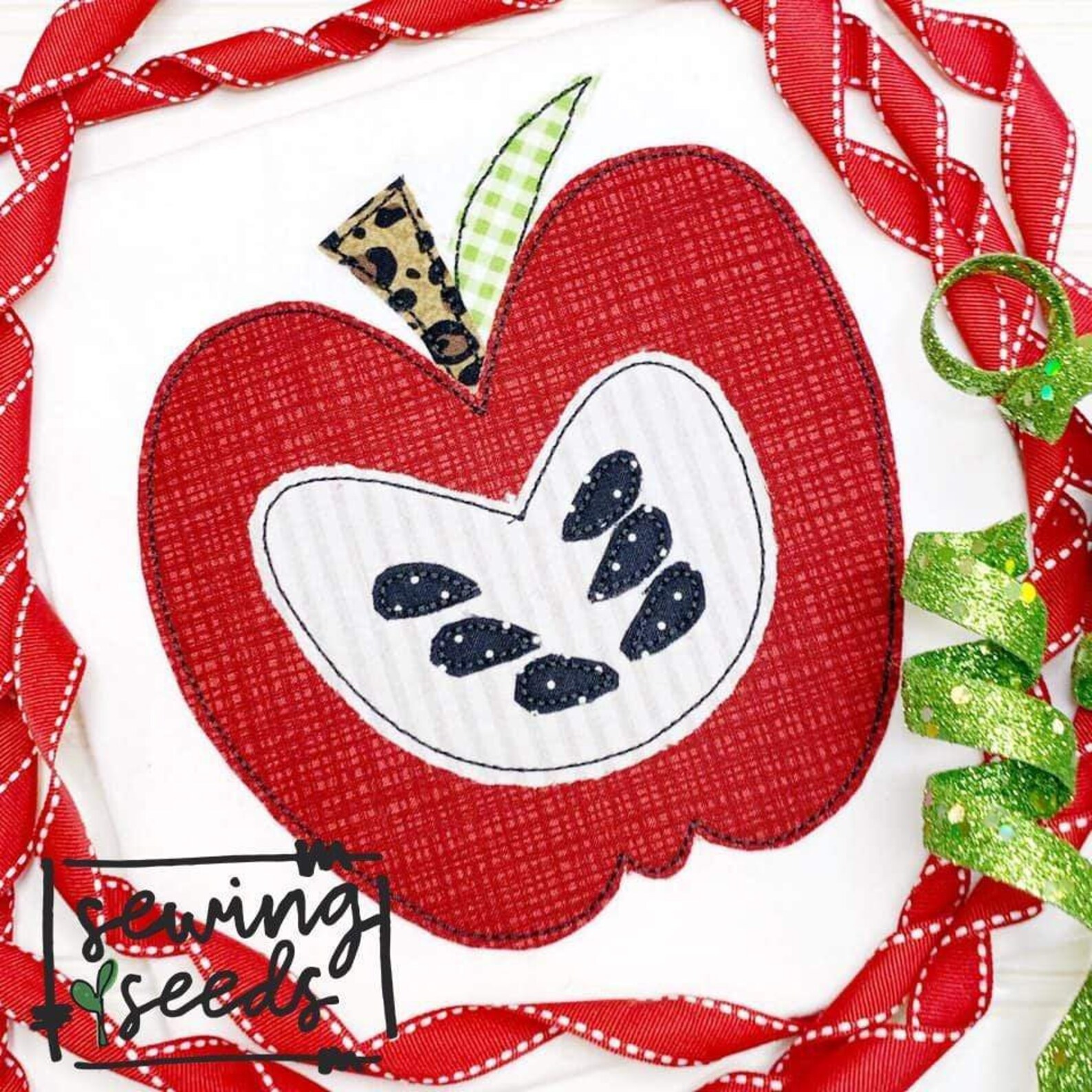 Apple With Seeds Applique File for Embroidery Machine Instant Download ...