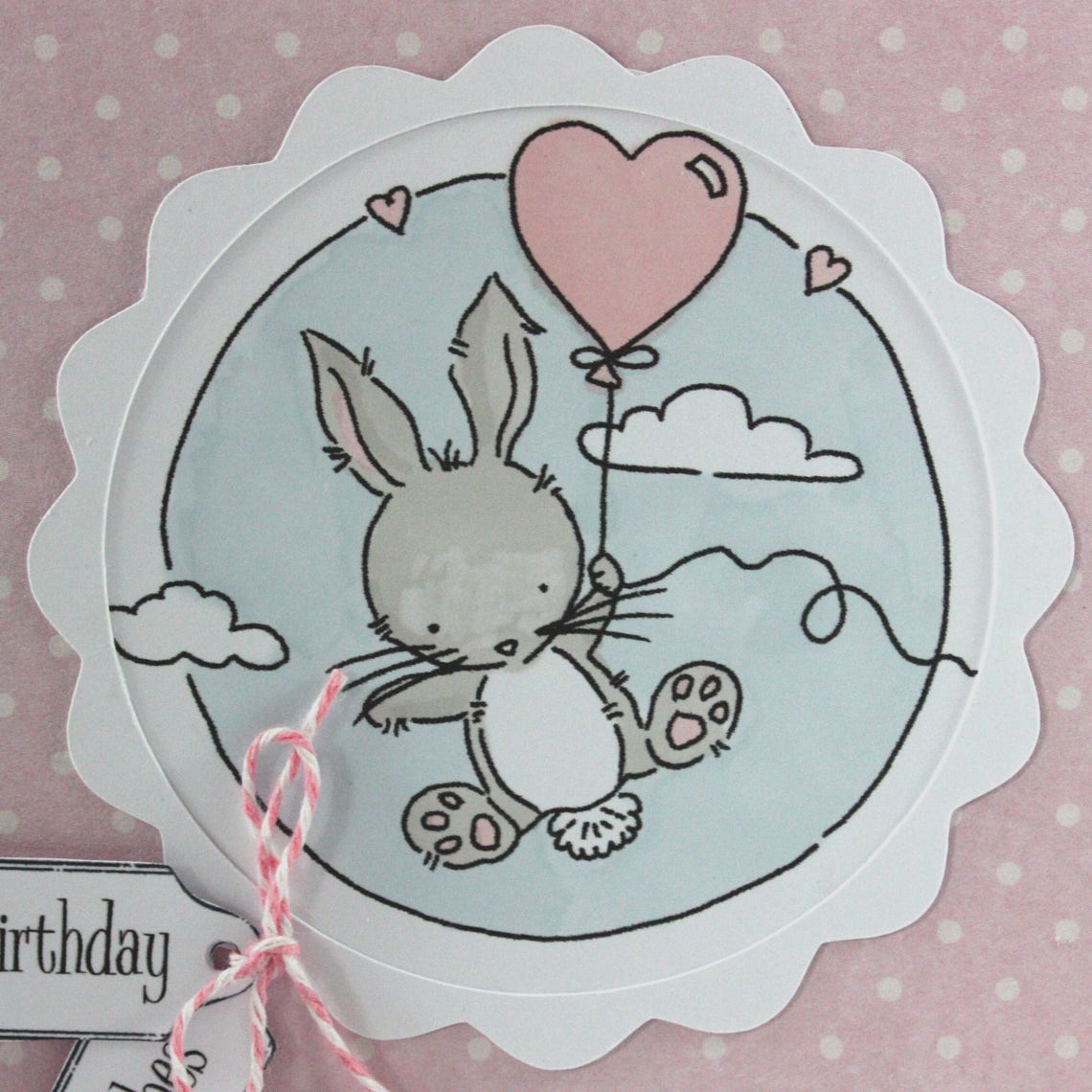 Handmade Birthday Card Bunny With Balloon - Etsy