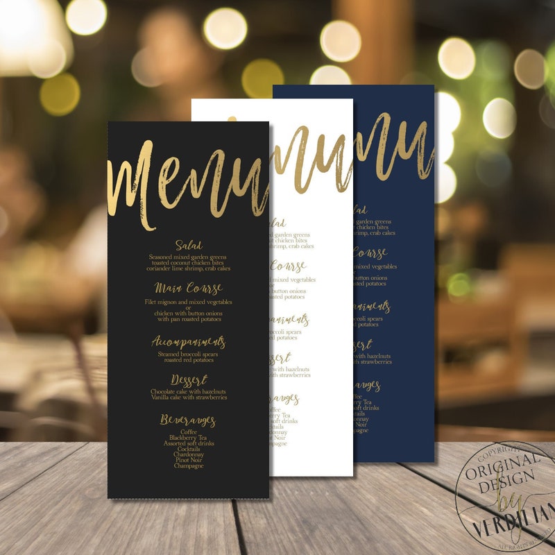 Gold Menu - Etsy