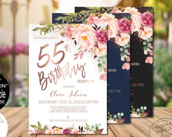 55th Birthday Digital Invitation - Etsy