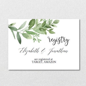 DIY Registry Printable Card,baby Shower Registry,greenery Wedding ...