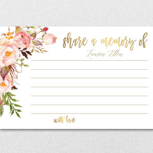 DIY Blush Floral Memory Card Editable Template Gold Share a - Etsy
