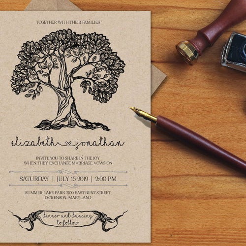 DIY Wedding Invitation Template Tree Wedding - Etsy