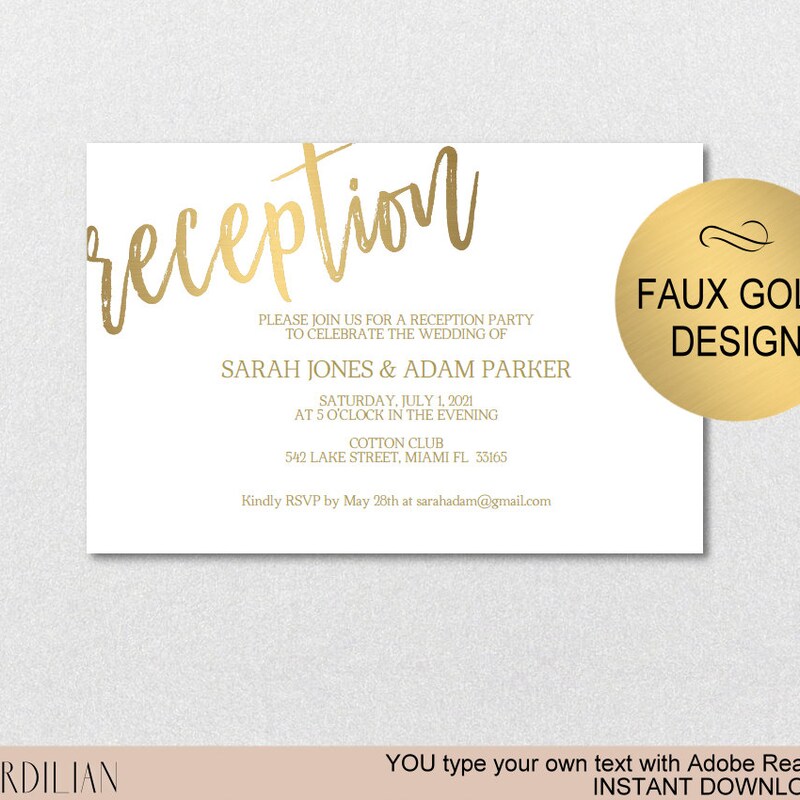 Reception Card - Etsy